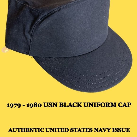 Accessories | Nos 1978 Vintage Black Usn Us Navy Utility Cap Deck Hat ...